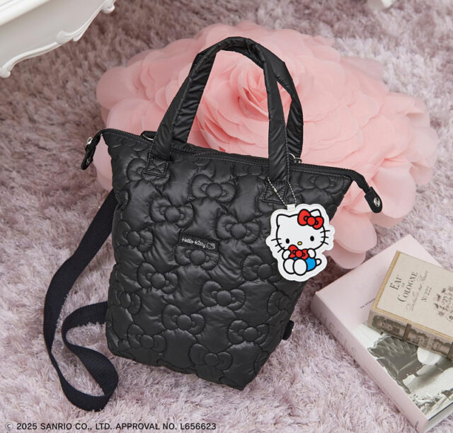 \3通りの形を楽しめる！／ HELLO KITTY リボンな 3wayキルティングBAG BOOK おしゃれBLACK | 雑誌付録ダイアリー【発売予定・レビューブログ】